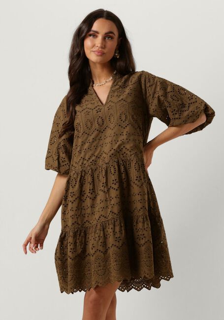 Bruine NOTRE-V Mini jurk NV-DONNA DRESS BRODERIE ANGLAISE DRESS | Omoda
