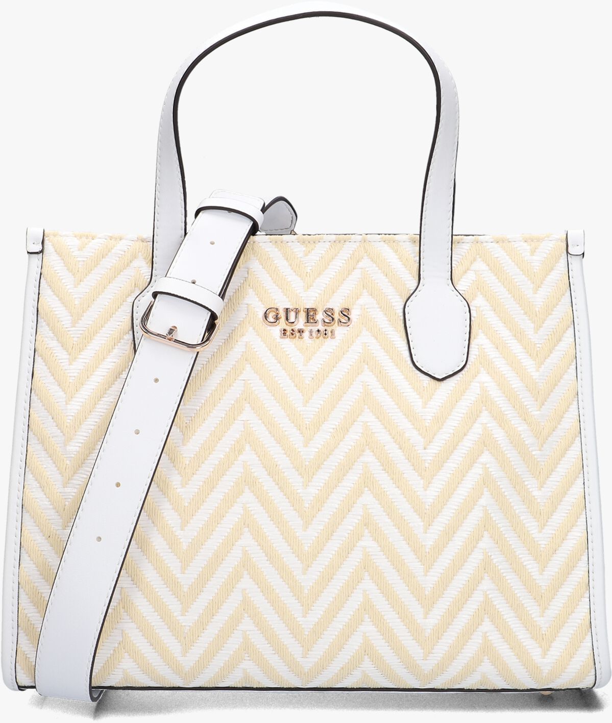 Witte GUESS Handtas SILVANA 2 COMPARTMENT TOTE | Omoda