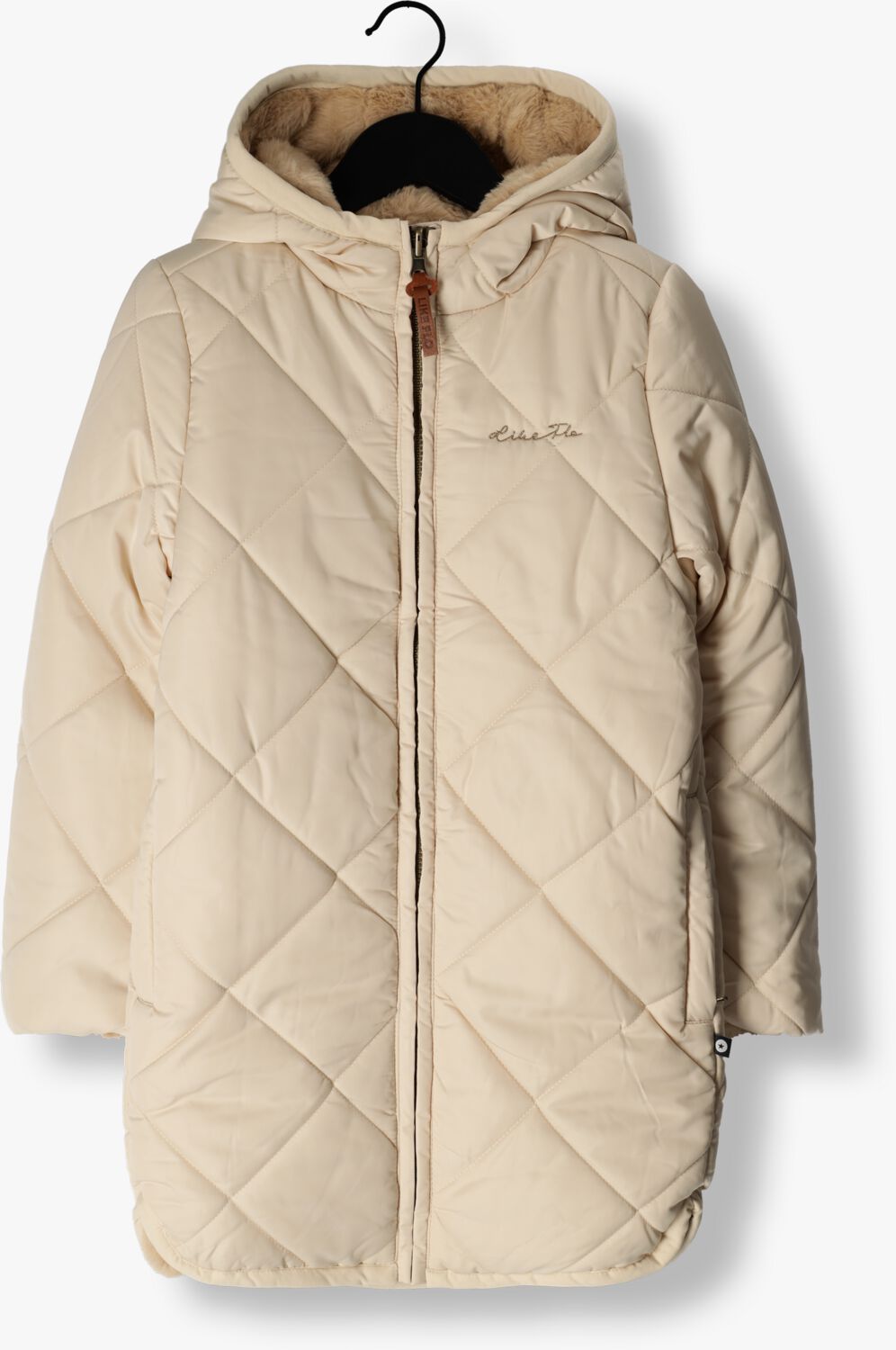 Beige LIKE FLO Faux fur jas FLO GIRLS REVERSIBLE HOODED LONG JACKET ...