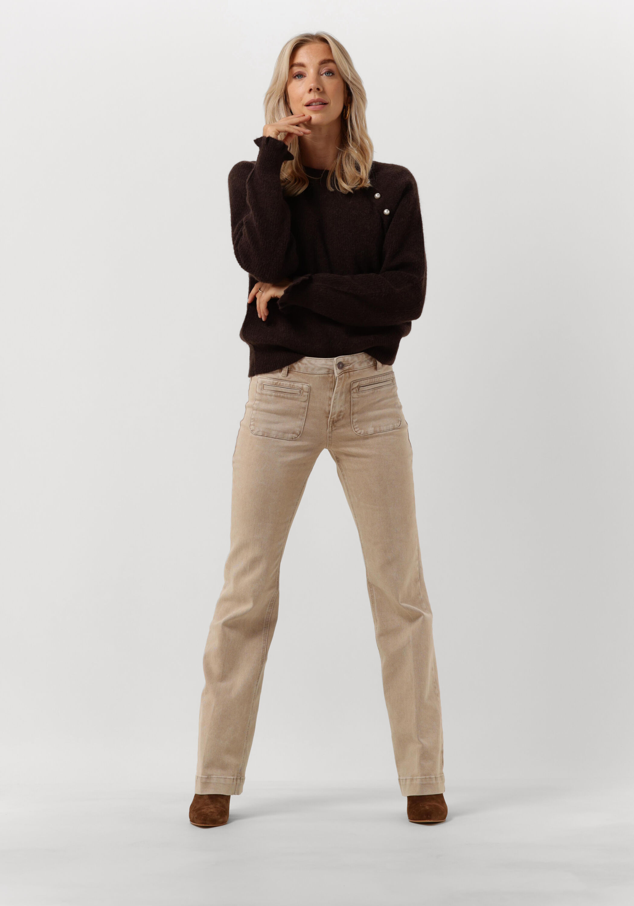 MKT STUDIO Flared jeans DIANA VINTAGE TWILL en beige | Omoda