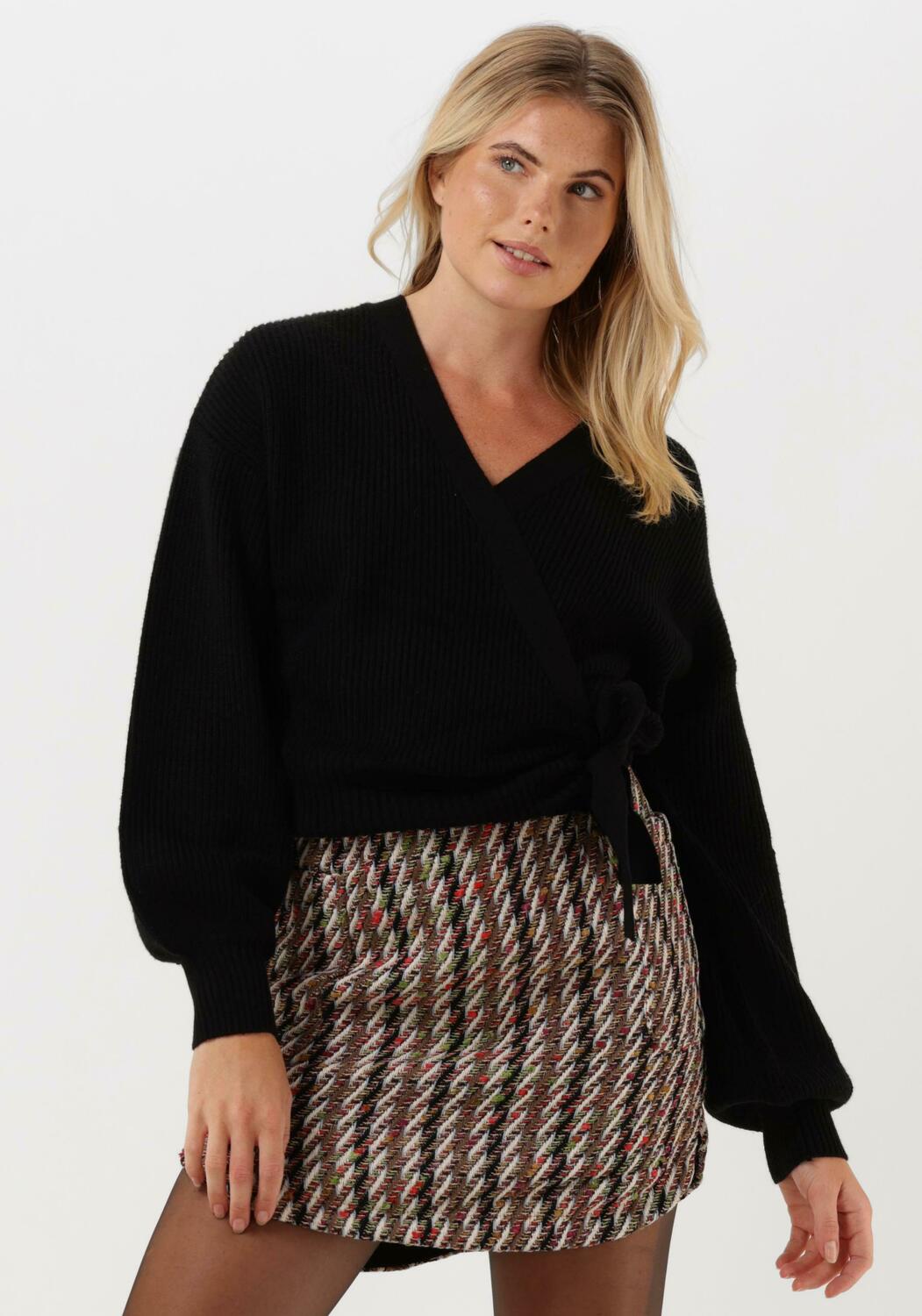 Zwarte OBJECT Vest MALENA L/S WRAP CARDIGAN | Omoda