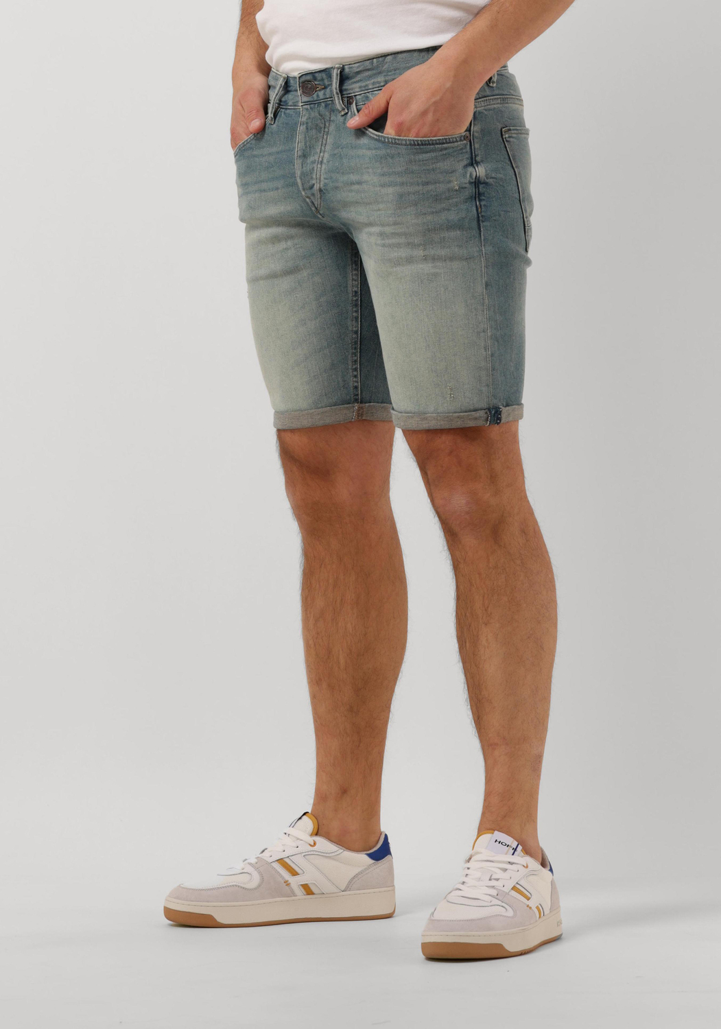 Blauwe CAST IRON Jeans RISER SHORTS GREEN TINT VINTAGE | Omoda