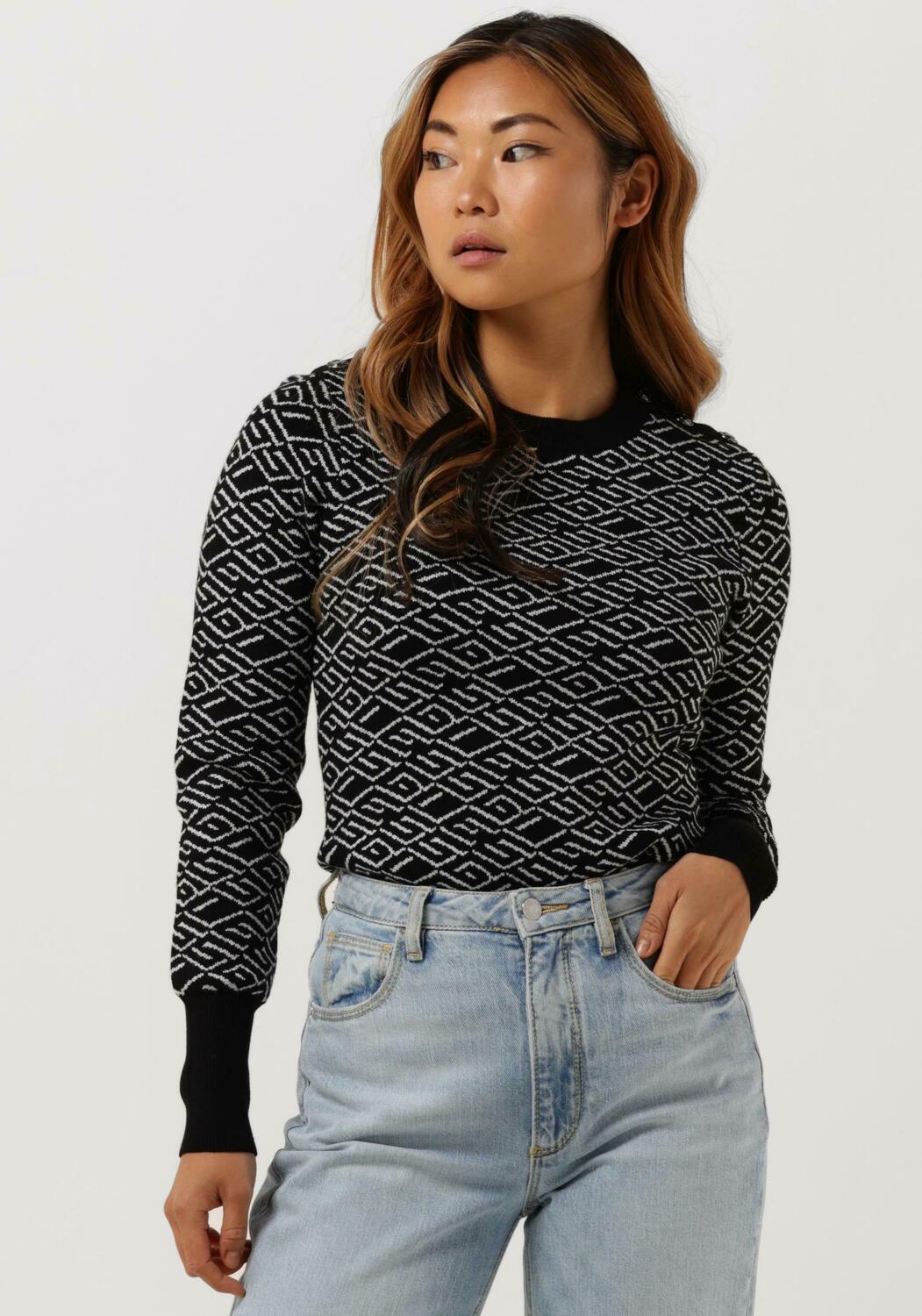 GUESS Pull LS GUESS LOGO JACQUARD SWTR en noir | Omoda