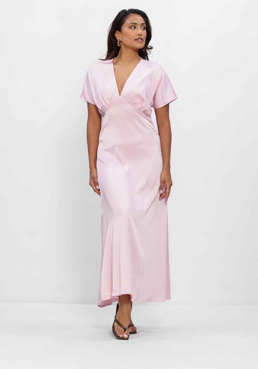 Lichtroze Y.A.S. Maxi jurk YASSATINA SS ANKLE DRESS | Omoda