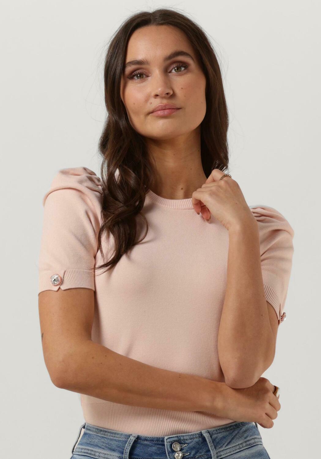 Roze GUESS T-shirt EMMA RN SS SWTR | Omoda