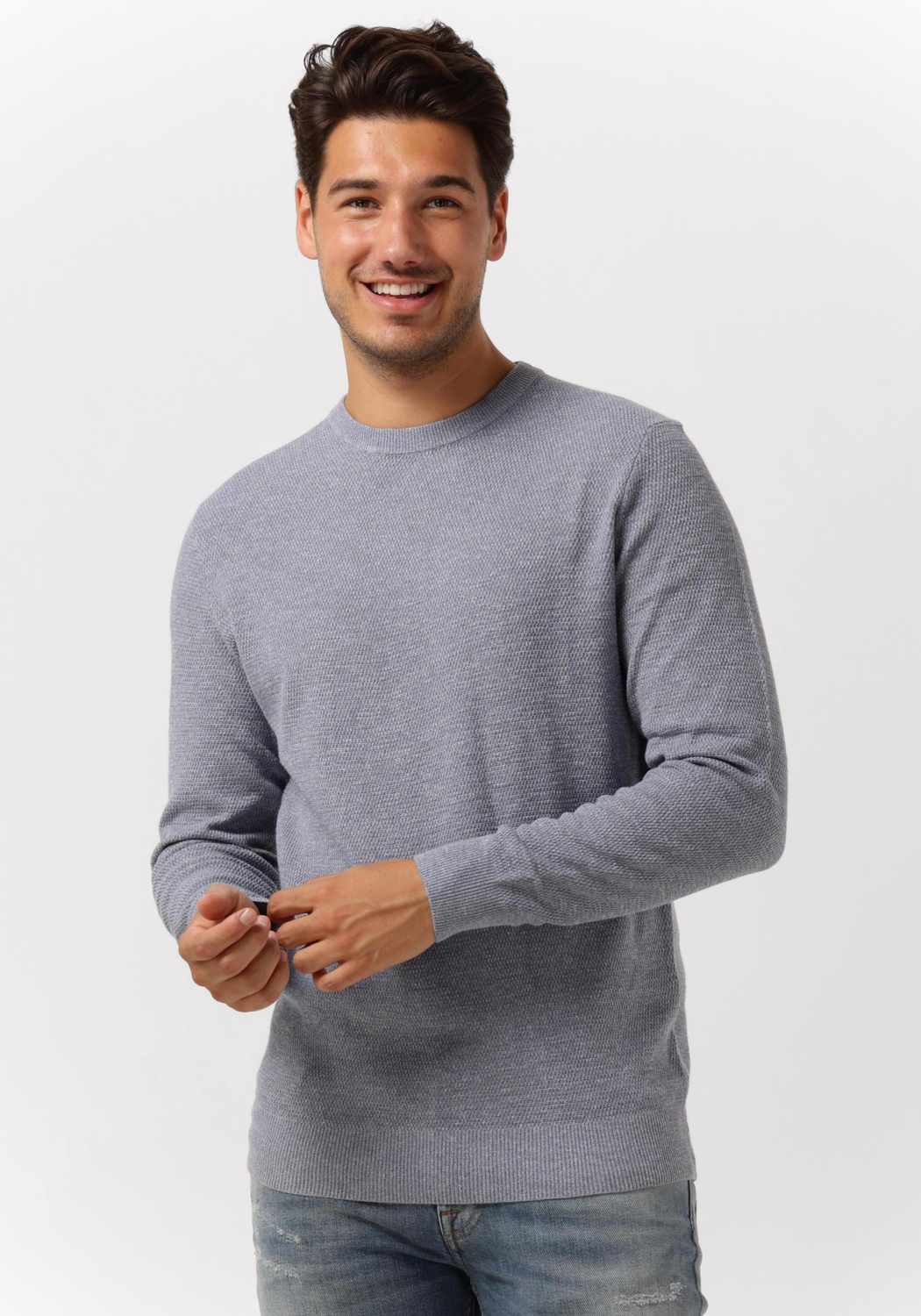 Lichtblauwe PROFUOMO Trui PULLOVER CREW NECK | Omoda