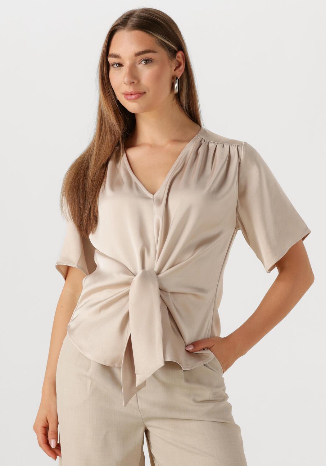 Beige NEO NOIR CASADIA HEAVY SATEEN BLOUSE | Omoda
