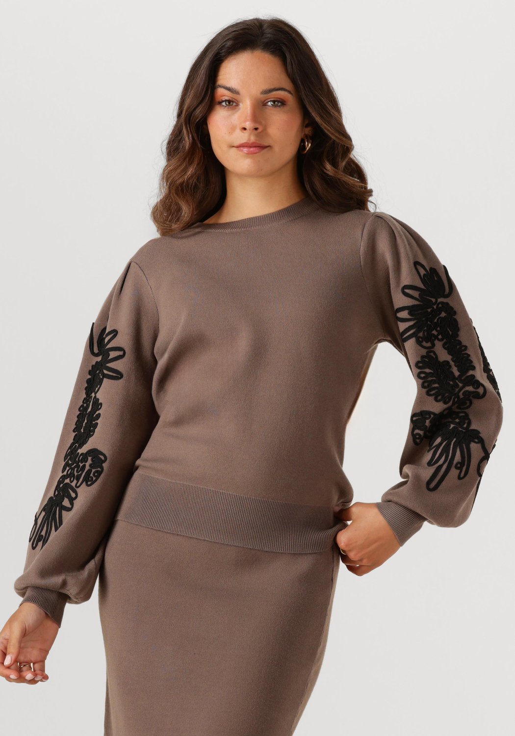 Bruine OBJECT Trui OBJJOANA L/S KNIT PULLOVER | Omoda