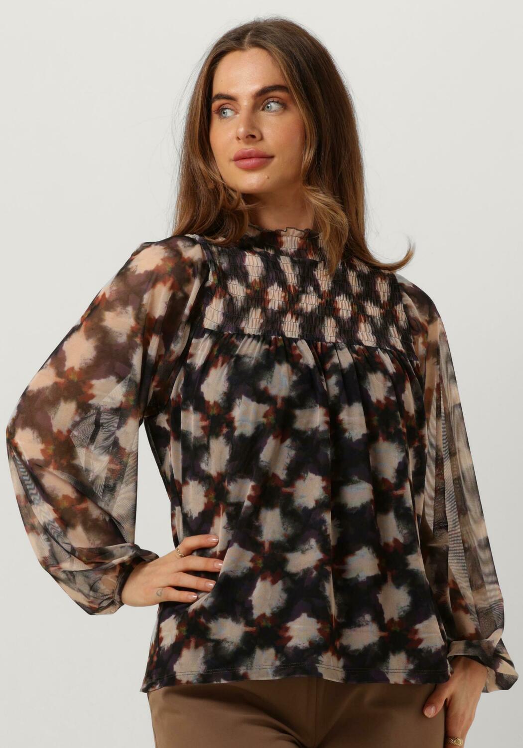Multi SUMMUM JERSEY SMOCKED TOP BLURRED STAR PRINT | Omoda