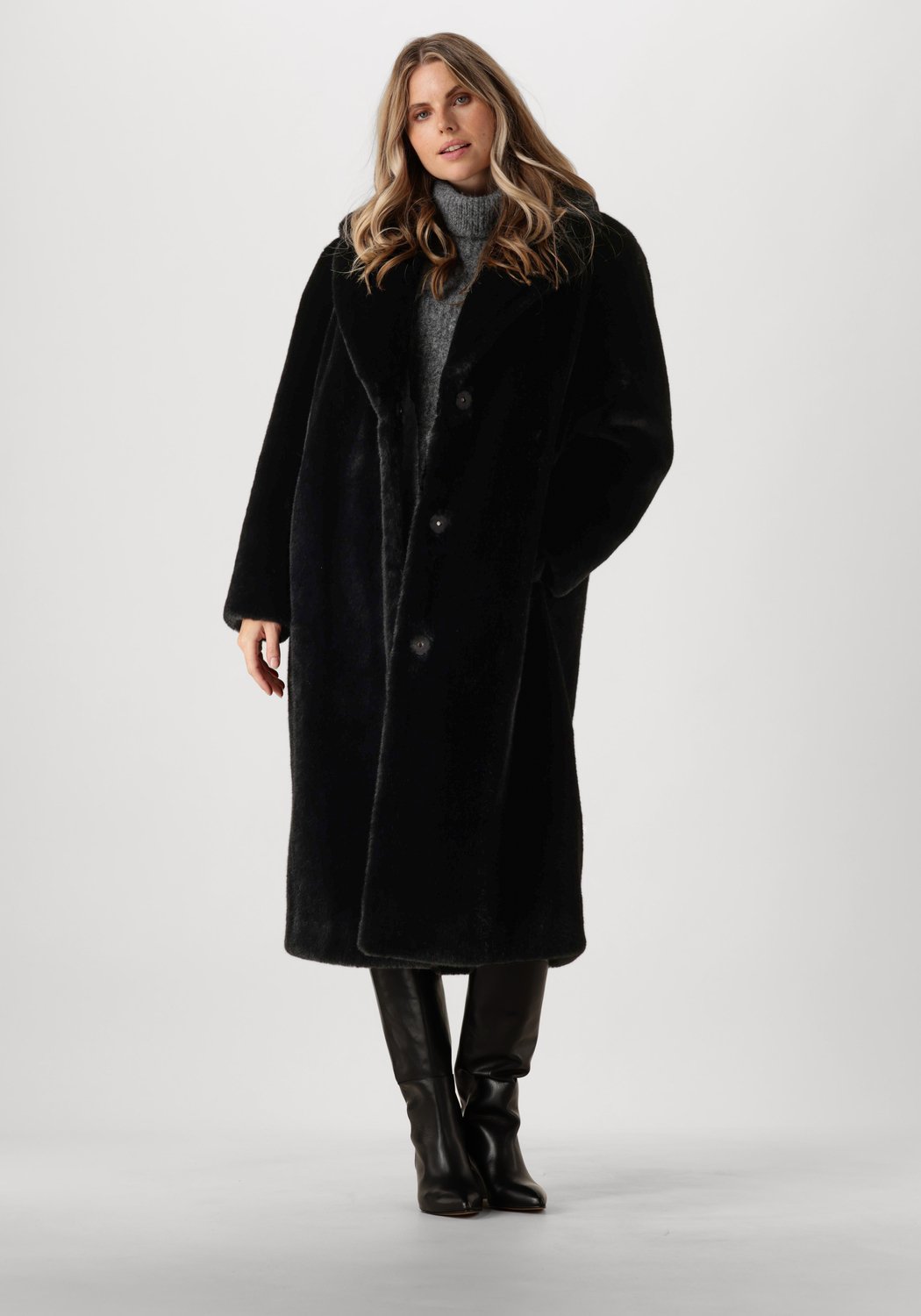 Zwarte STAND STUDIO Faux fur jas MARIA COAT SOFT | Omoda