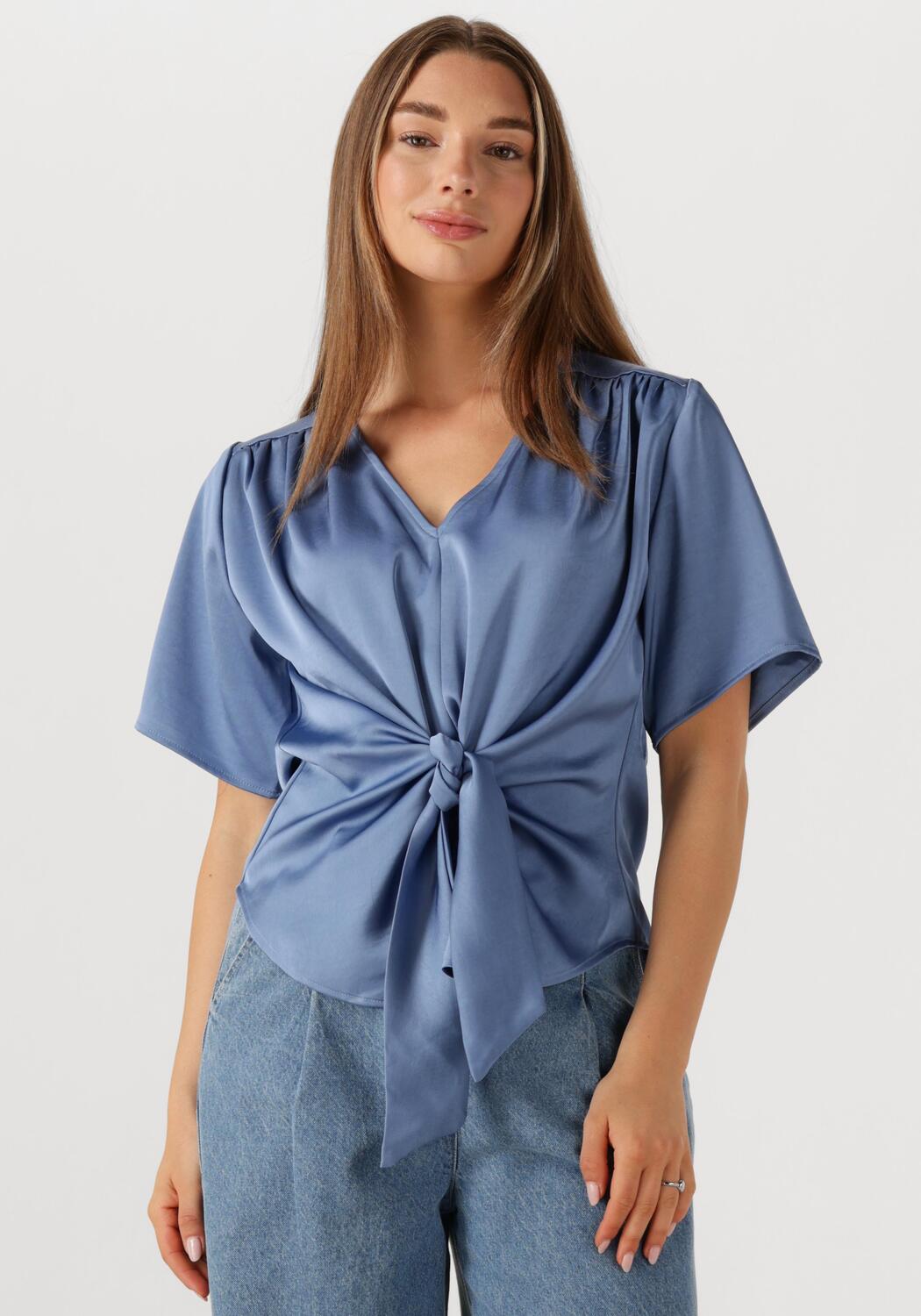 Lichtblauwe NEO NOIR CASADIA HEAVY SATEEN BLOUSE | Omoda