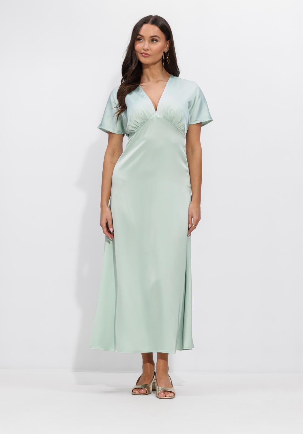 Mint Y.A.S. Maxi jurk YASSATINA SS ANKLE DRESS | Omoda