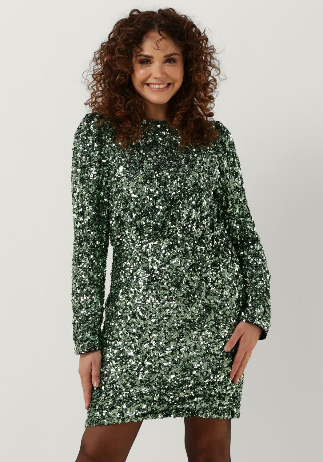 Groene SELECTED FEMME Mini jurk COLYN LS SHORT SEQUINS DRESS | Omoda