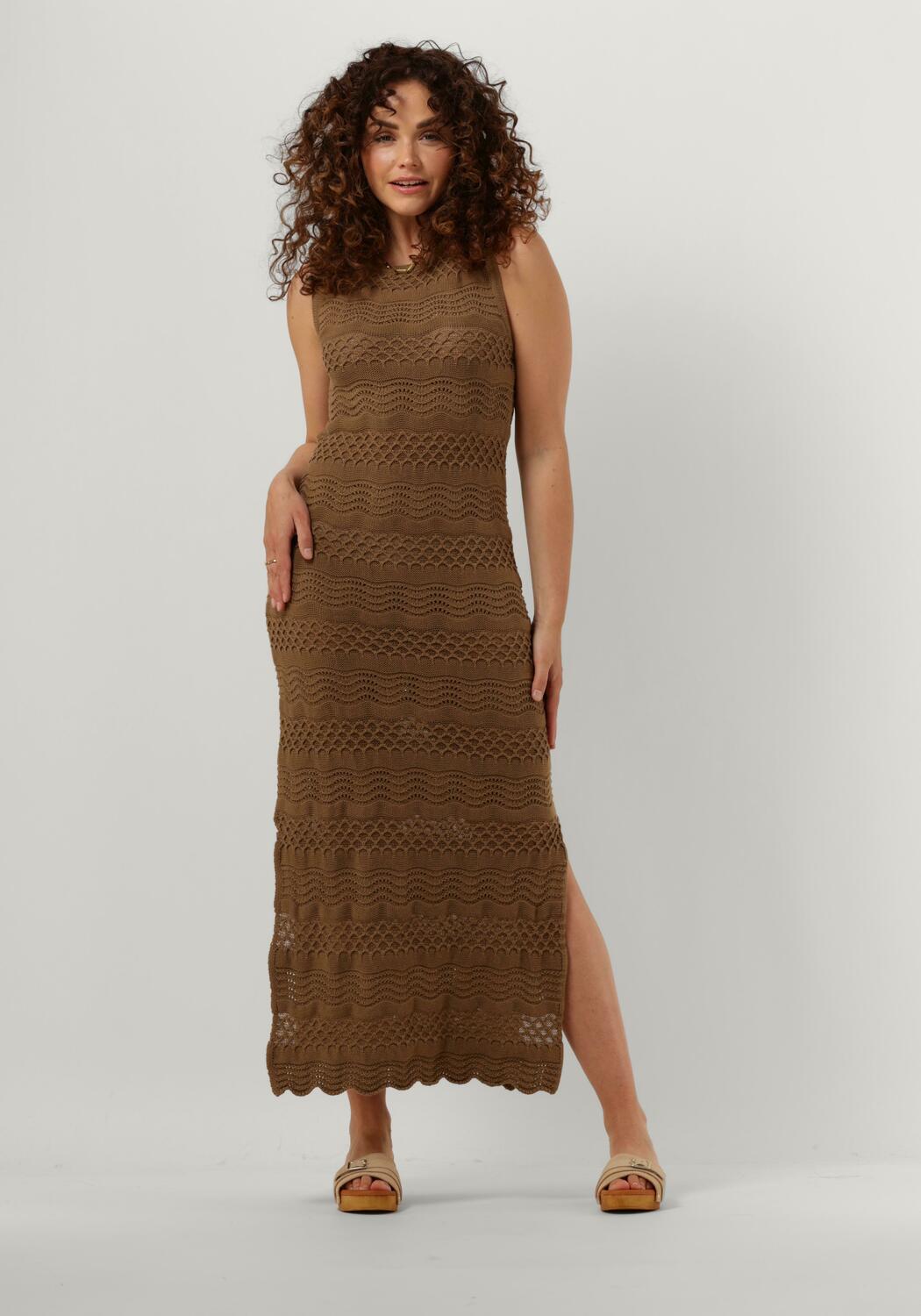 Camel SECOND FEMALE Midi jurk MUTIO KNIT DRESS | Omoda
